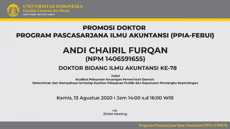 Promosi Doktor a.n. Andi Chairil Furqan – Program Pascasarjana Ilmu Akuntansi Fakultas Ekonomi ...