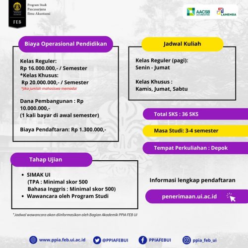 Penerimaan Mahasiswa Baru Program Magister dan Doktor Ilmu Akuntansi Semester Gasal Tahun ...