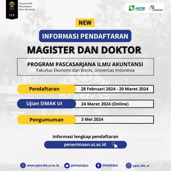Penerimaan Mahasiswa Baru Program Magister dan Doktor Ilmu Akuntansi Semester Gasal Tahun ...