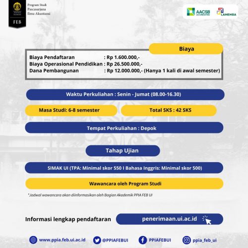 Penerimaan Mahasiswa Baru Program Magister dan Doktor Ilmu Akuntansi Semester Gasal Tahun ...