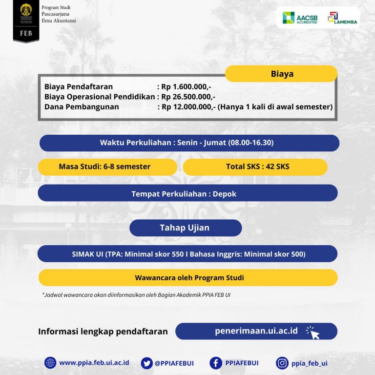 Penerimaan Mahasiswa Baru Program Magister dan Doktor Ilmu Akuntansi Semester Gasal Tahun ...