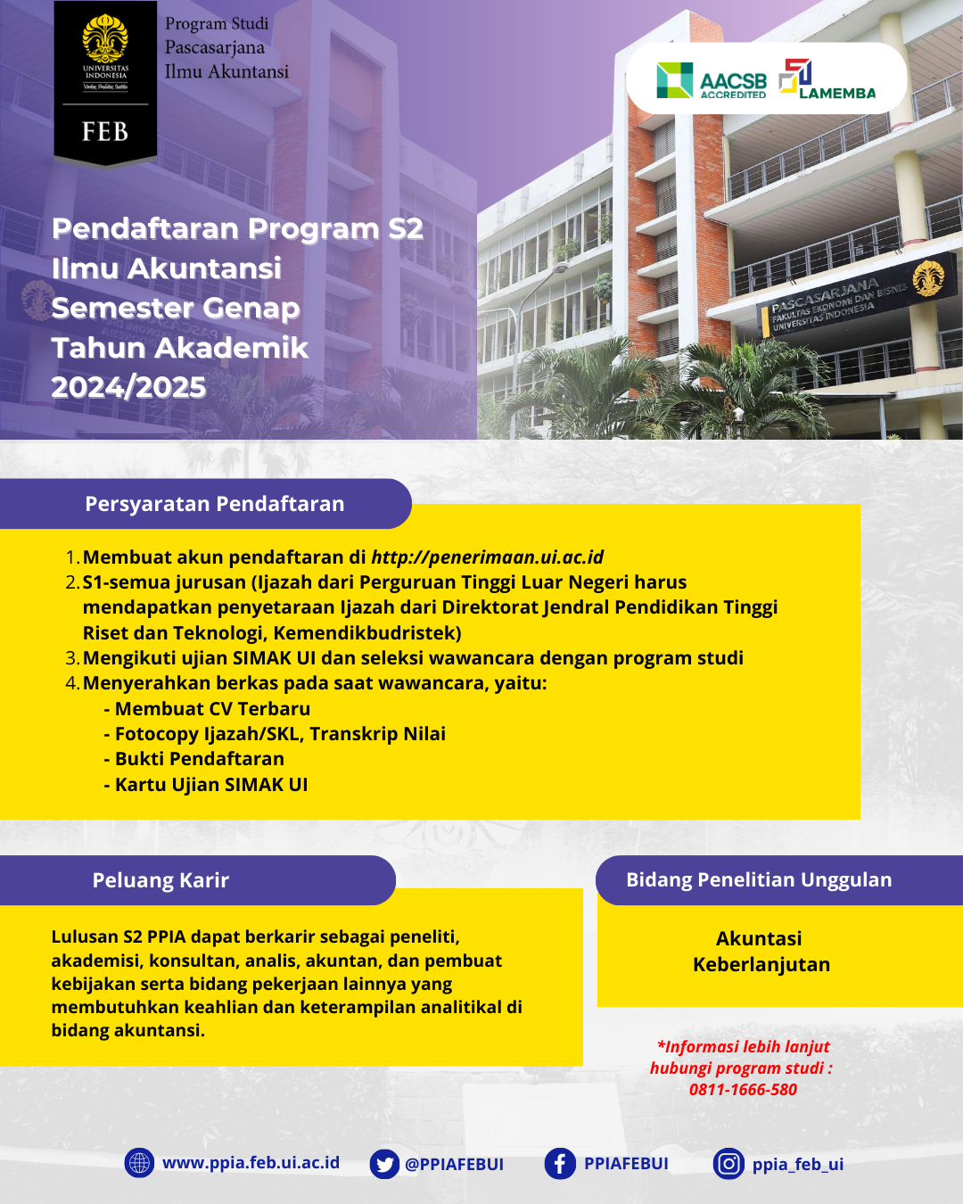 Penerimaan Mahasiswa Baru Program Magister (S2) Ilmu Akuntansi Semester ...
