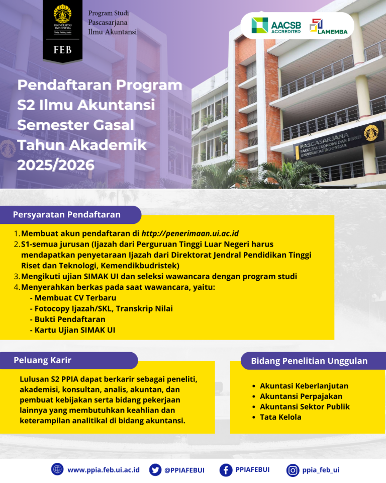 Jadwal Penerimaan Mahasiswa Baru Program Magister dan Doktor Ilmu Akuntansi Semester Gasal Tahun ...