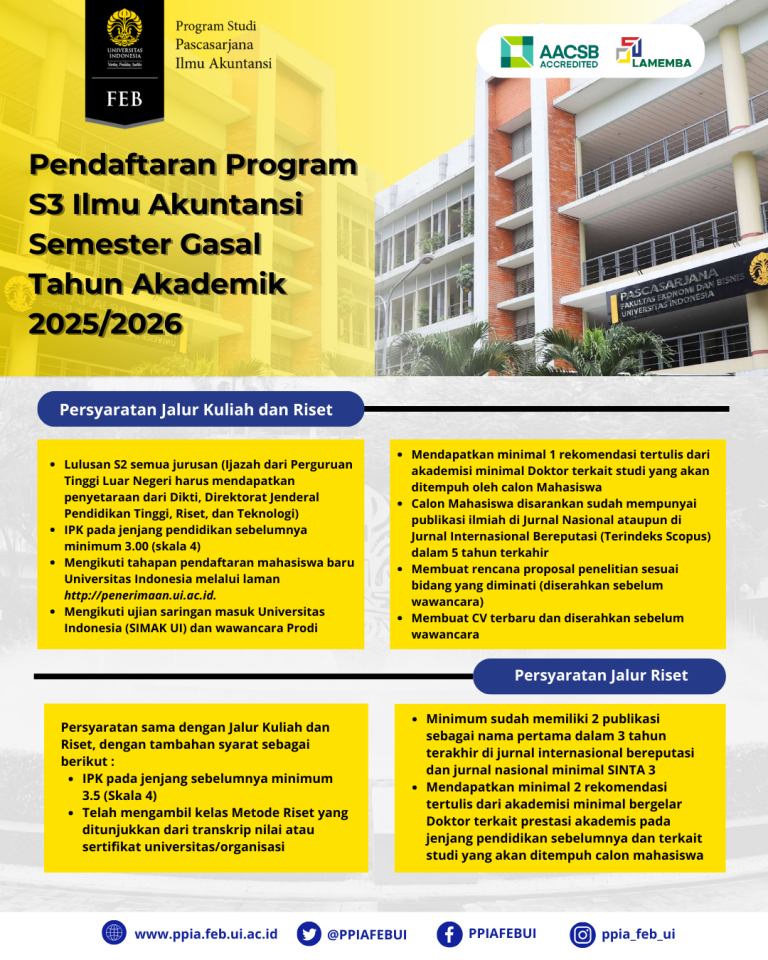 Jadwal Penerimaan Mahasiswa Baru Program Magister dan Doktor Ilmu Akuntansi Semester Gasal Tahun ...
